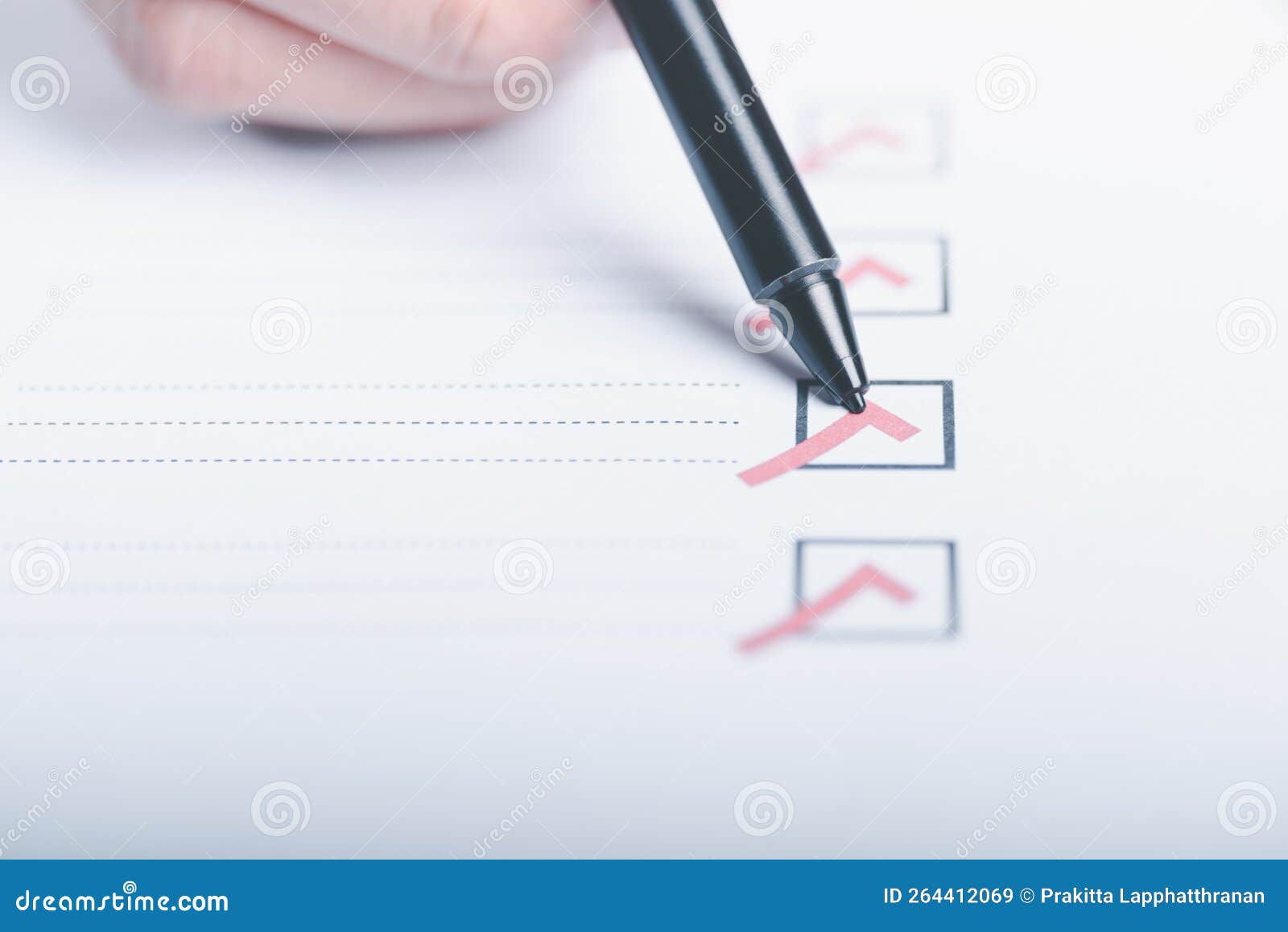 Human Hand Check Mark on Paper,check Concept through Checkboxes ...