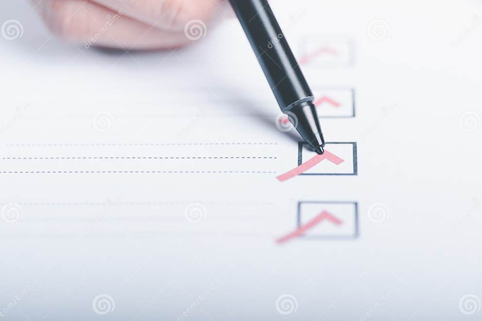 Human Hand Check Mark on Paper,check Concept through Checkboxes ...