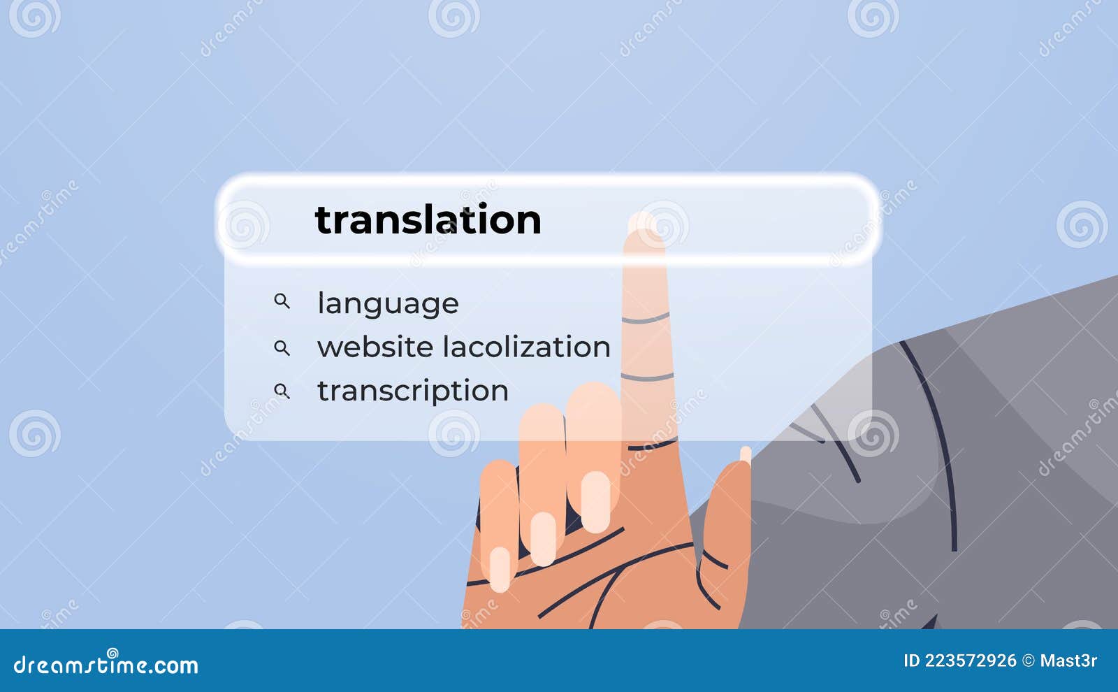 Human Hand Choosing Translation in Search Bar on Virtual Screen ...