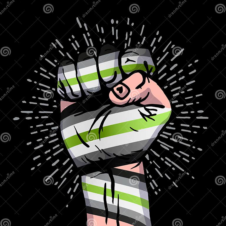 A Human Hand Clenched Into A Fist The Flag Of Agender Pride Lack Of