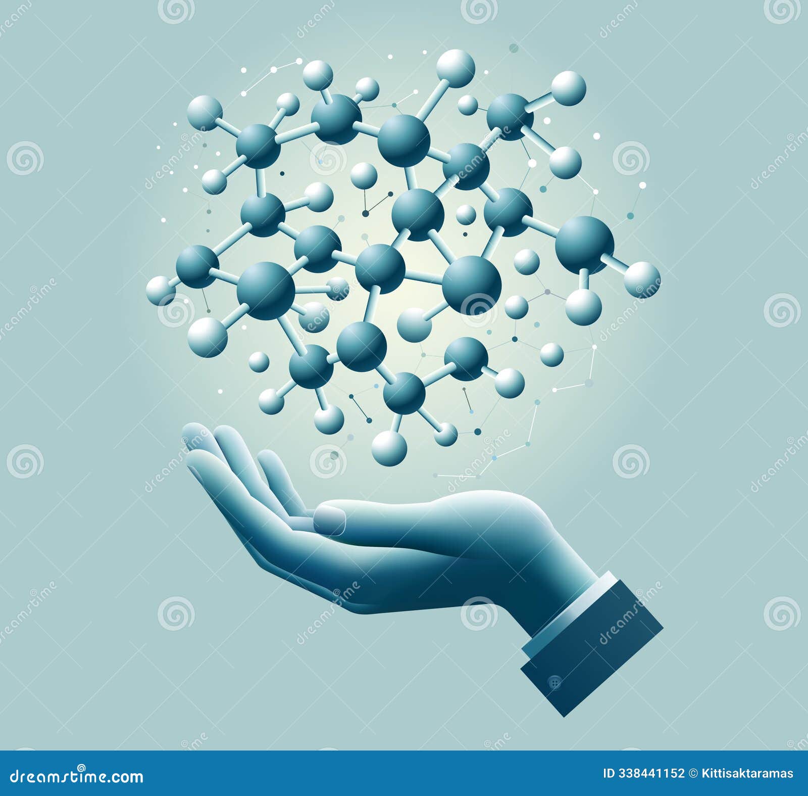 Complex Molecular Structure With Spherical Particles. Futuristic ...