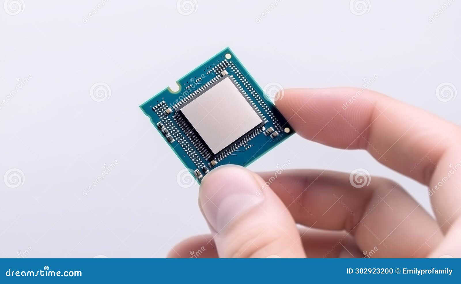 Human Hand with Computer Microchip, Isolated on White Stock ...