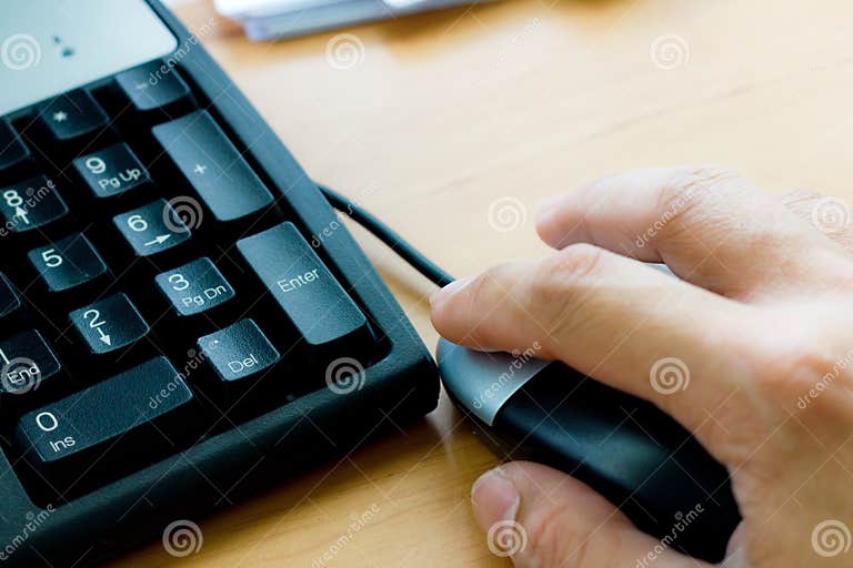 Human Hand on Computer Mouse Stock Image - Image of mobility ...