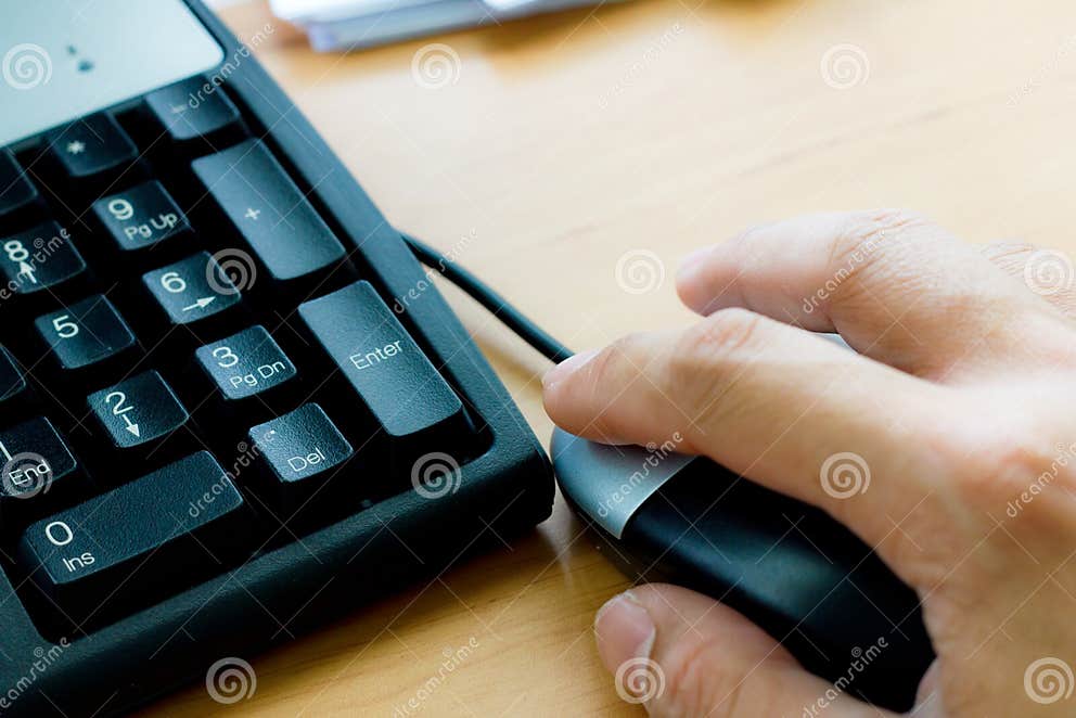 Human Hand on Computer Mouse Stock Image - Image of mobility ...