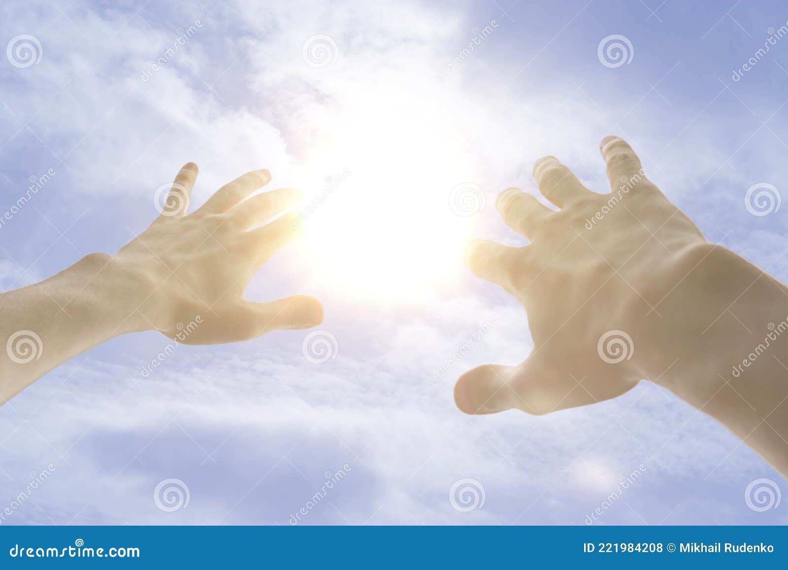 A Human Hand Cover Himself from the Sun Light Strike from the Sky ...
