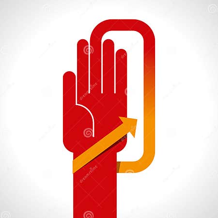 Human Hand with Direction Arrow Sign Stock Vector - Illustration of ...