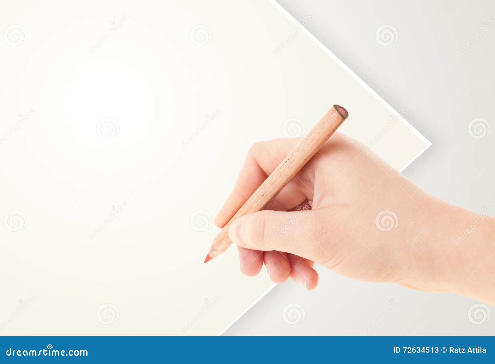 Human Hand Drawing with Pencil on Empty Paper Template Stock Image ...