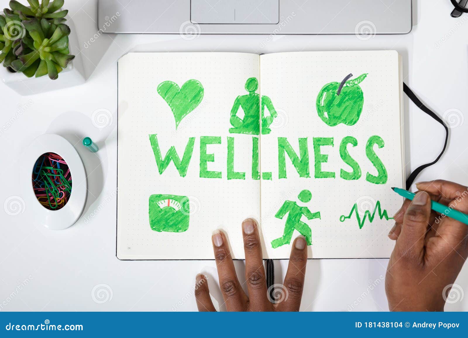 Human Hand Drawing Wellness Concept Stock Photo - Image of desk ...