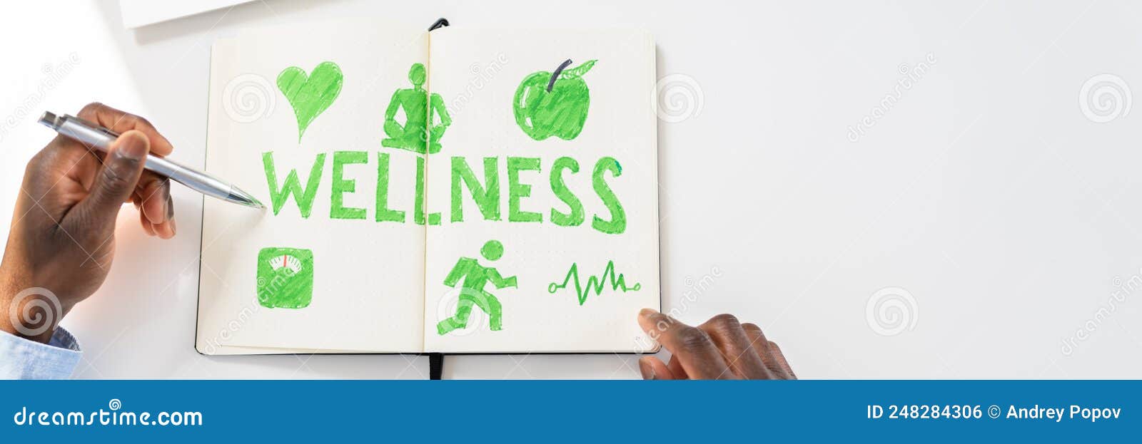 Human Hand Drawing Wellness Concept Stock Photo - Image of exercise ...