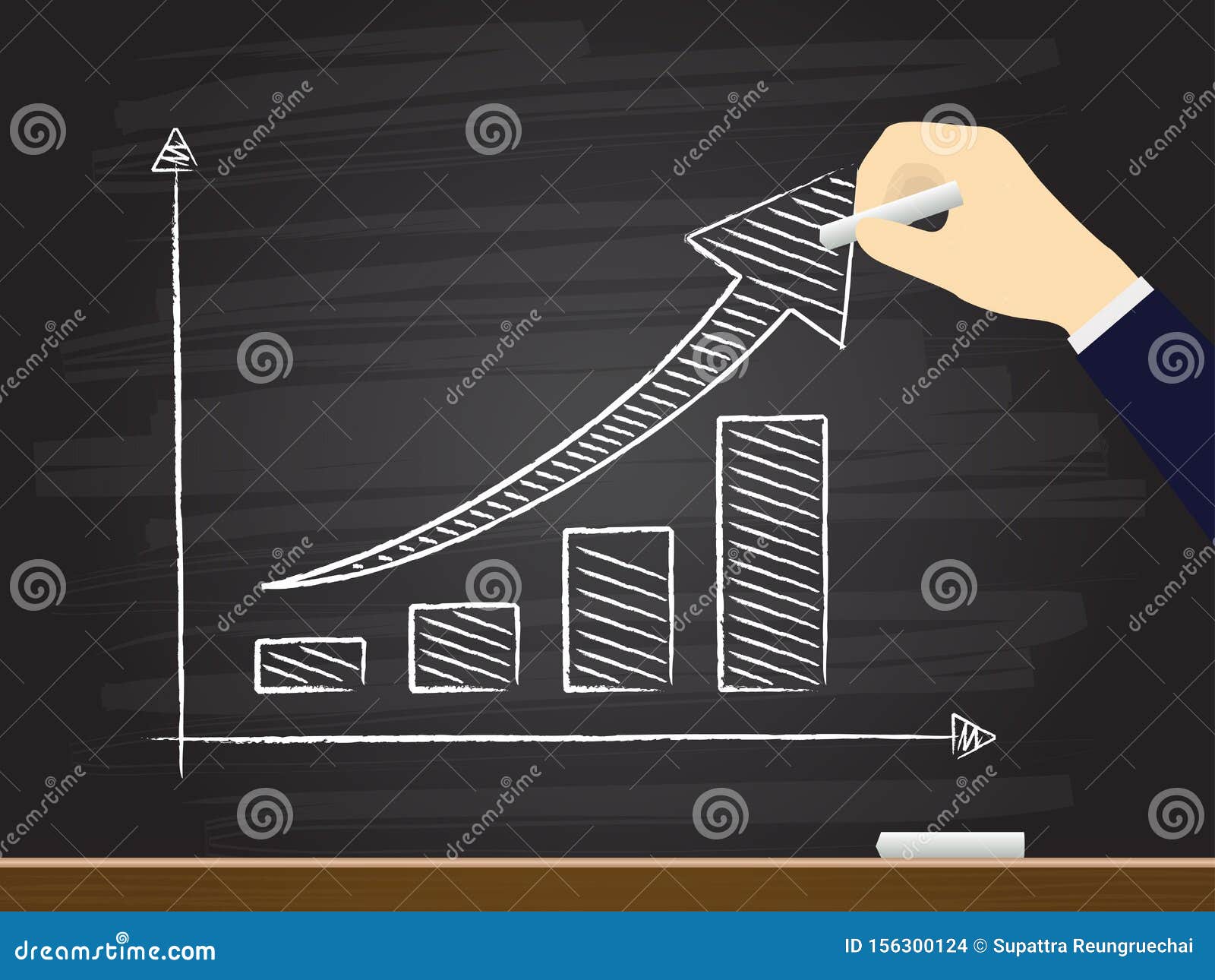 Human Hand Drawn Growth Chart on Chalkboard. Stock Vector ...