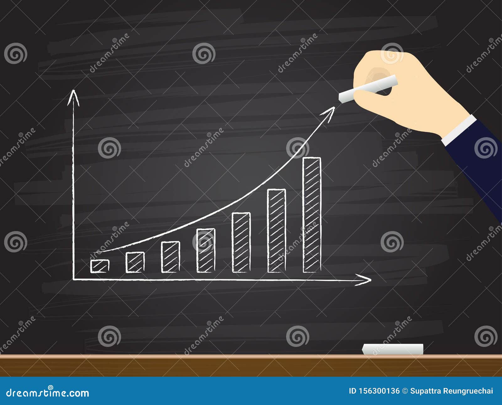 Human Hand Drawn Growth Chart on Chalkboard. Stock Vector ...