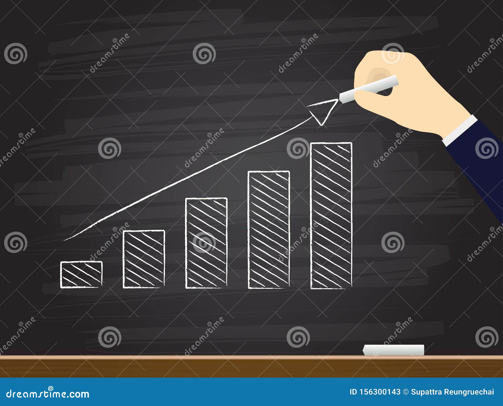 Human Hand Drawn Growth Chart on Chalkboard. Stock Vector ...
