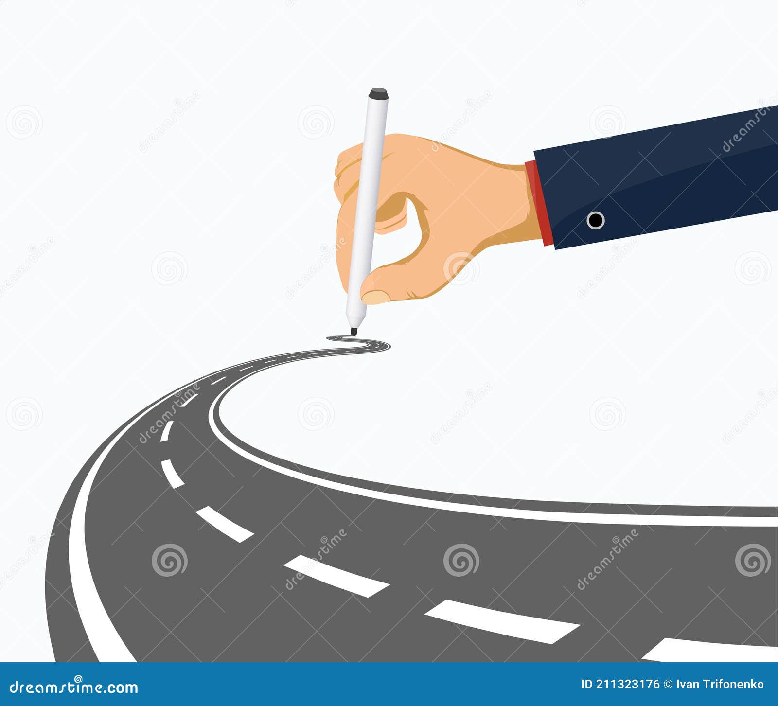 Human Hand Draws a Winding Road Stock Vector - Illustration of journey ...
