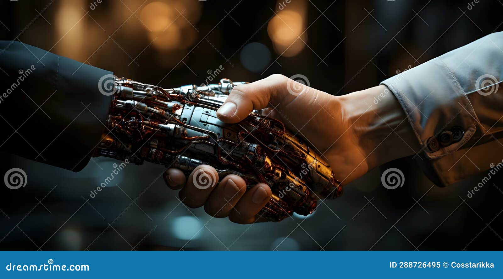 A Human Hand Embossing a Robotic Hand in a Cozy Way Stock Illustration ...