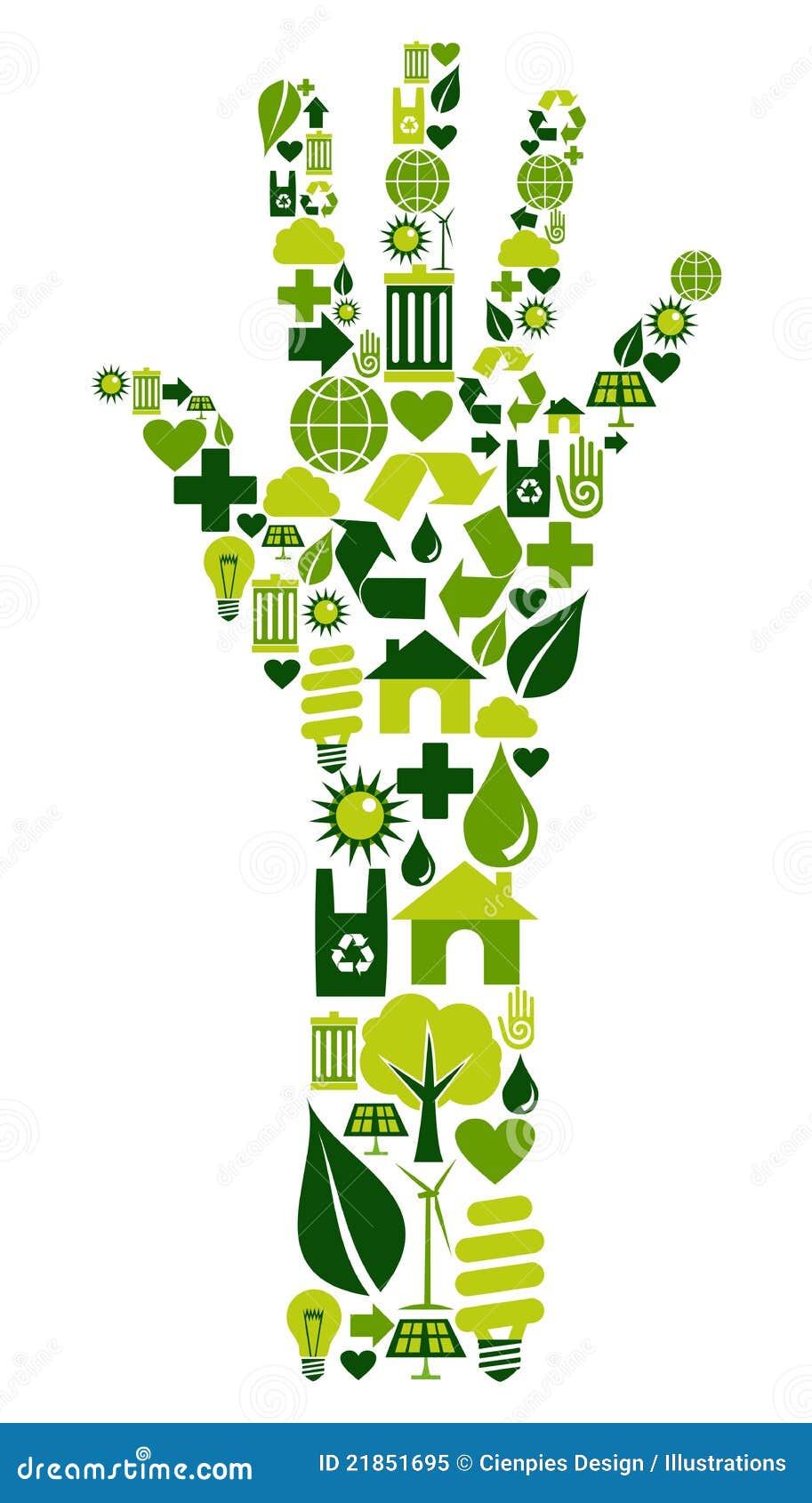 Human Hand with Environmental Icons Stock Vector - Illustration of ...