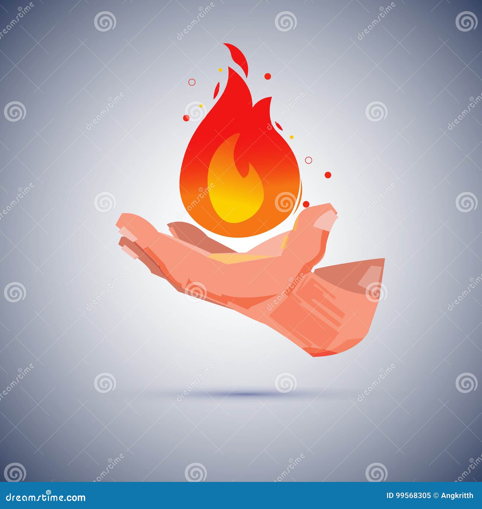 Human Hand with Fire. Wizard Creating a Magical Fire - Stock Vector ...