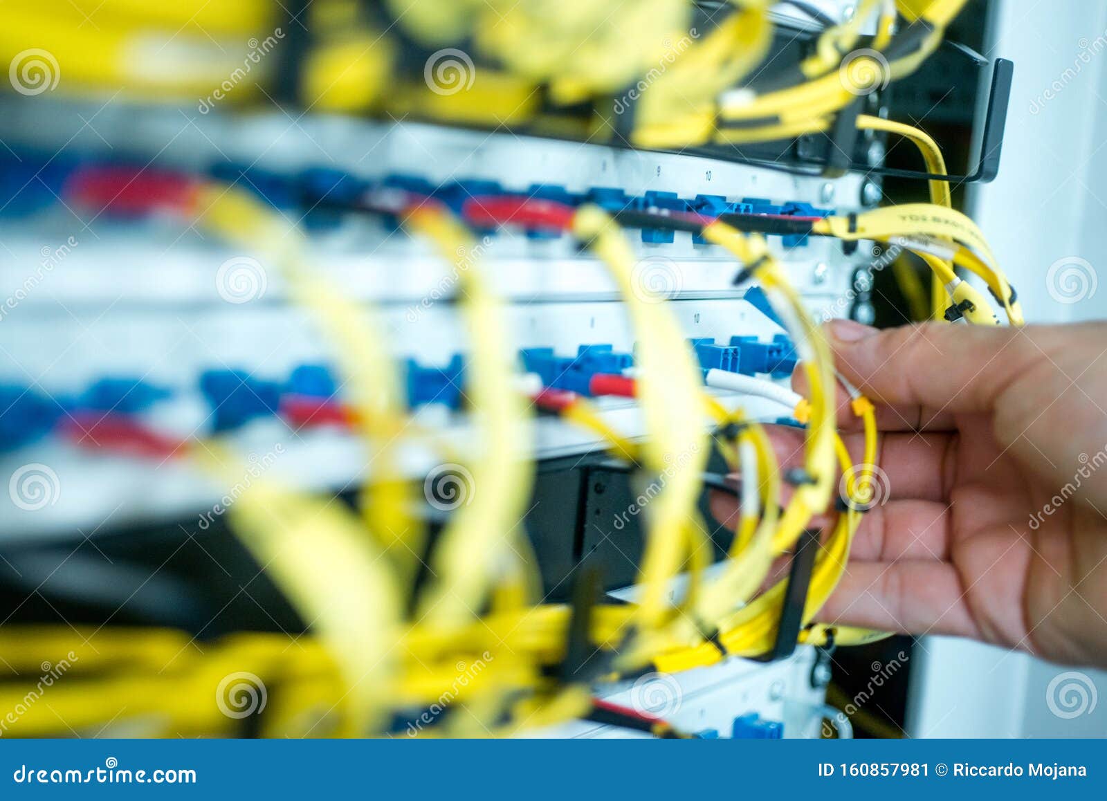 Fixing Fiber Glass Cable into Control Panel Stock Image - Image of ...