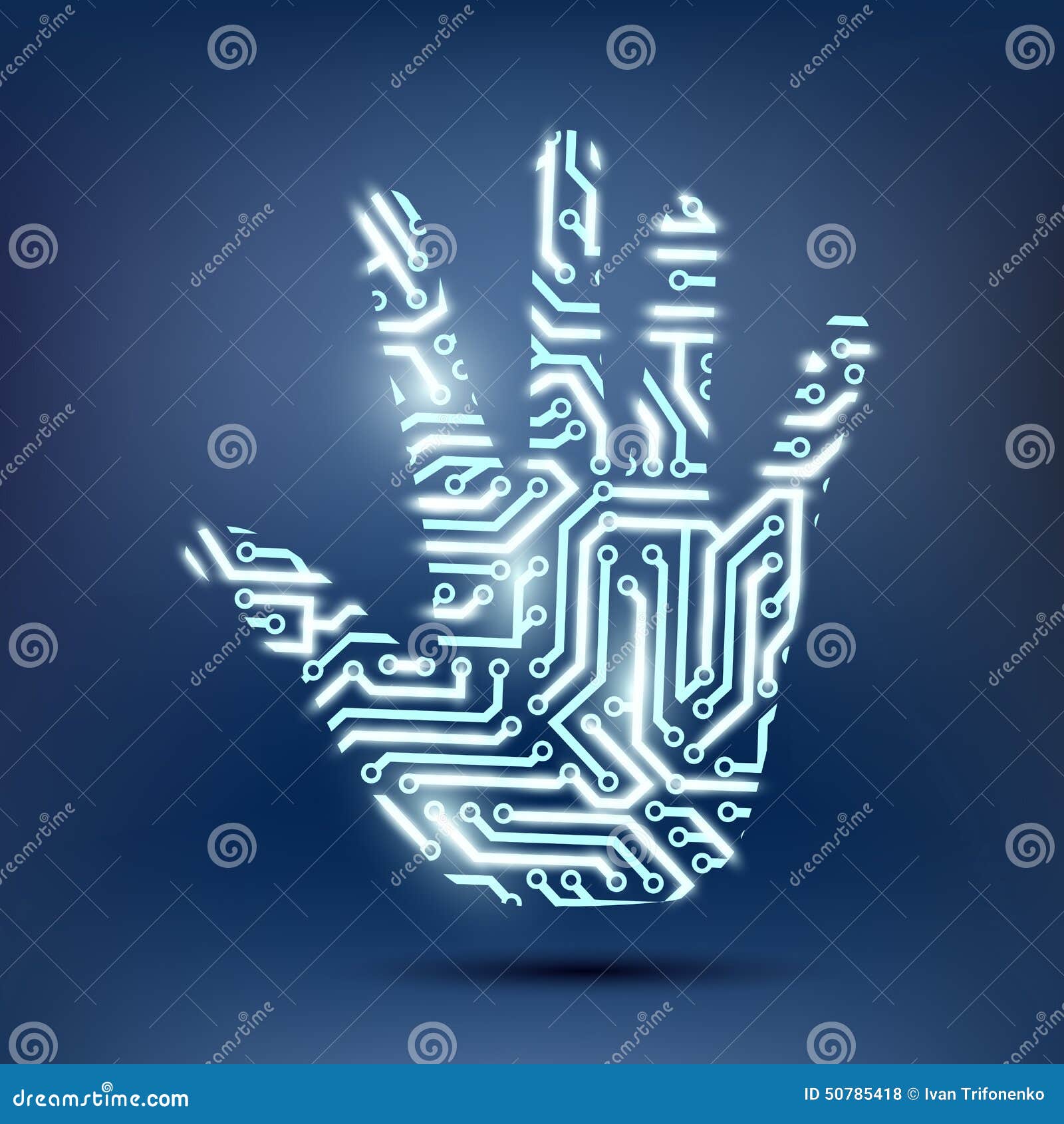 Human Hand in the Form of a Computer Chip Stock Vector - Illustration ...