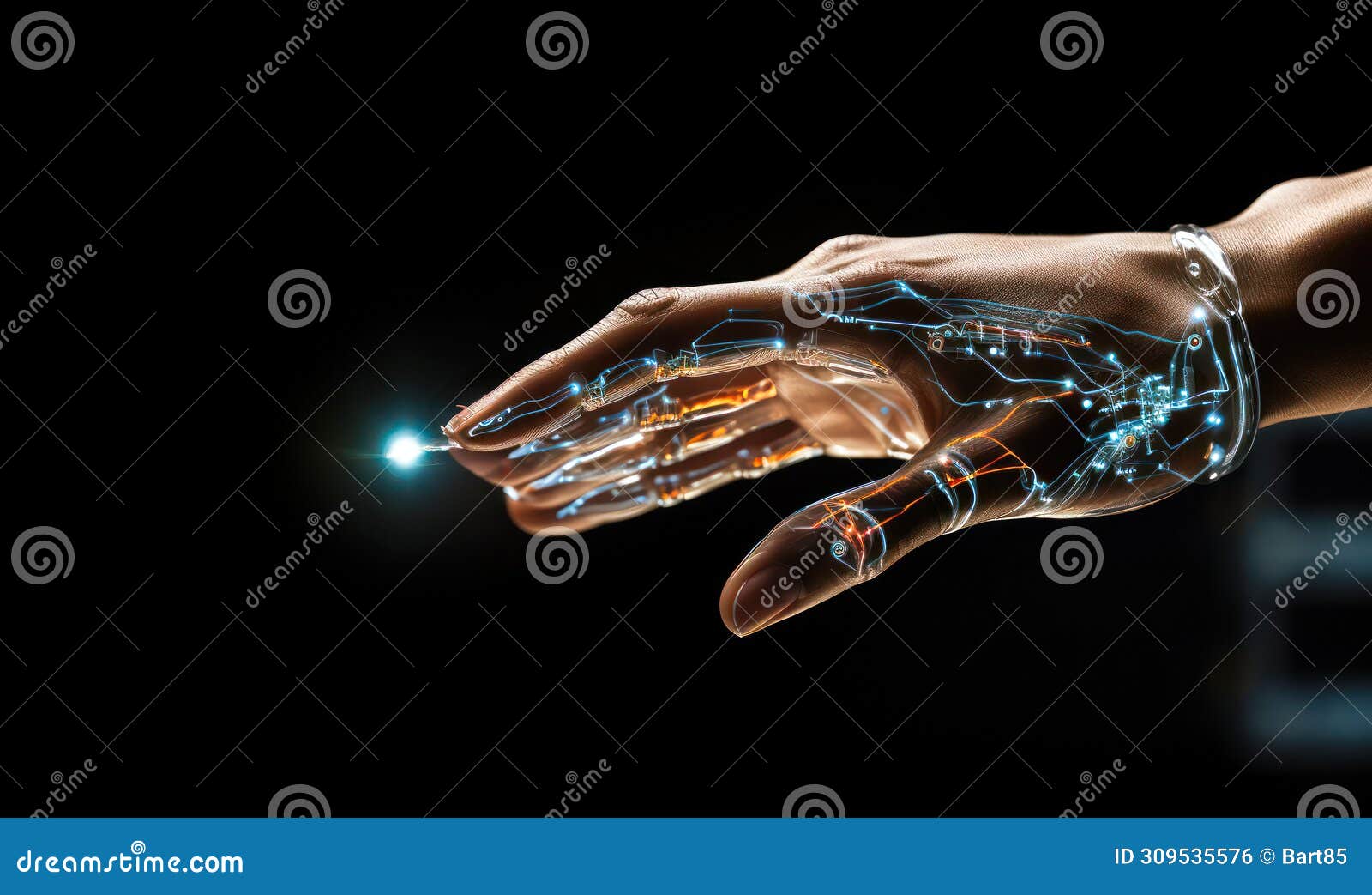 Human Hand with Futuristic Cybernetic Interface, Concept of Advanced ...