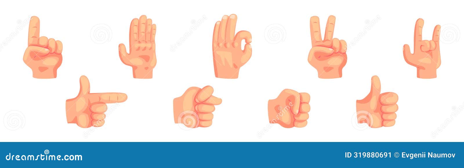 Human Hand Gesture and Pose with Finger Vector Set Stock Vector ...