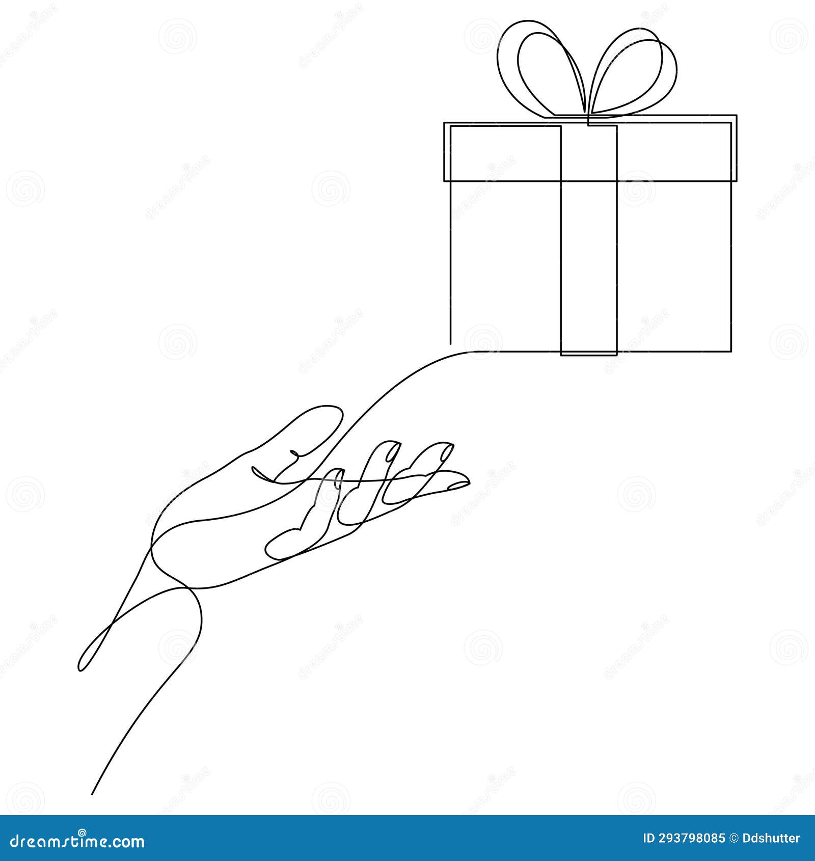 Human Hand Giving a Gift Box Drawn by Continuous Line. One Line Art ...