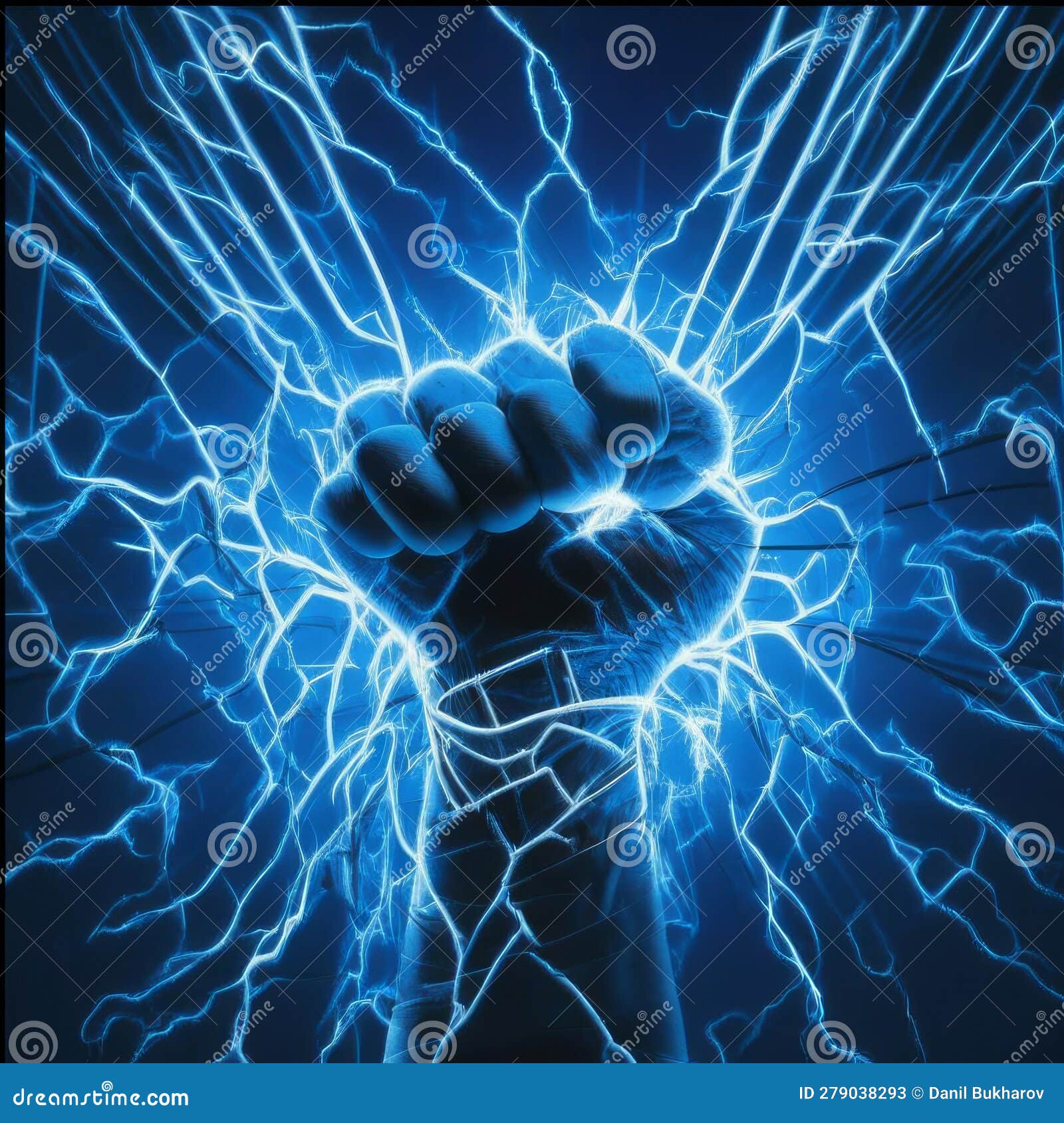 Power of Electricity in a Human Hand Stock Illustration - Illustration ...