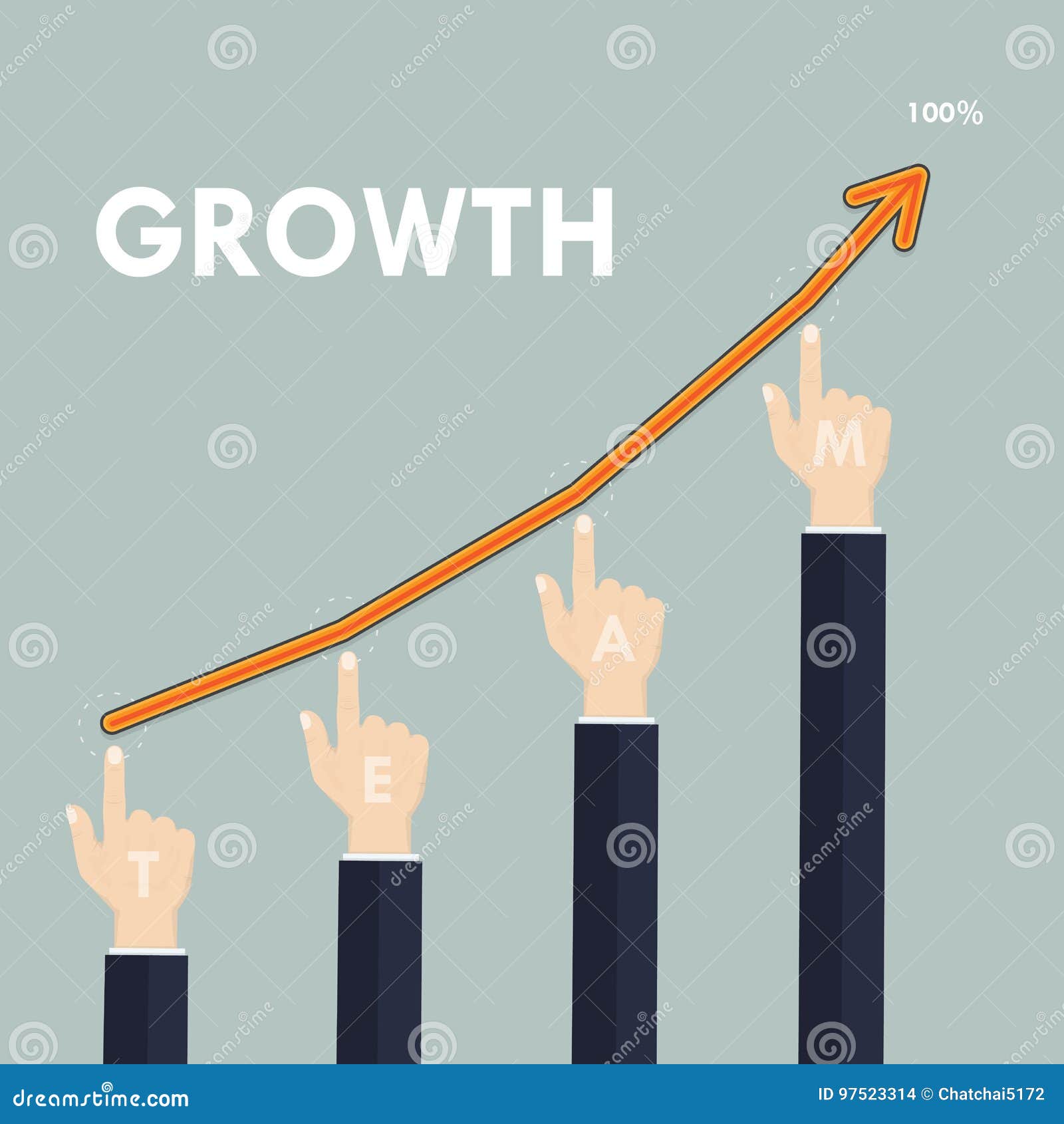 Human Hand and Growth Graph Icon on Background.Concept of the Te Stock ...