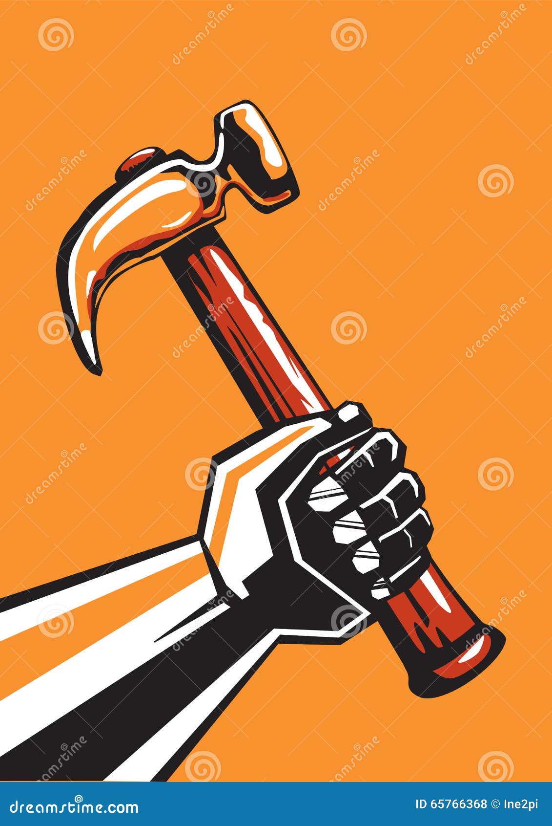 Human hand with hammer stock vector. Illustration of professional ...