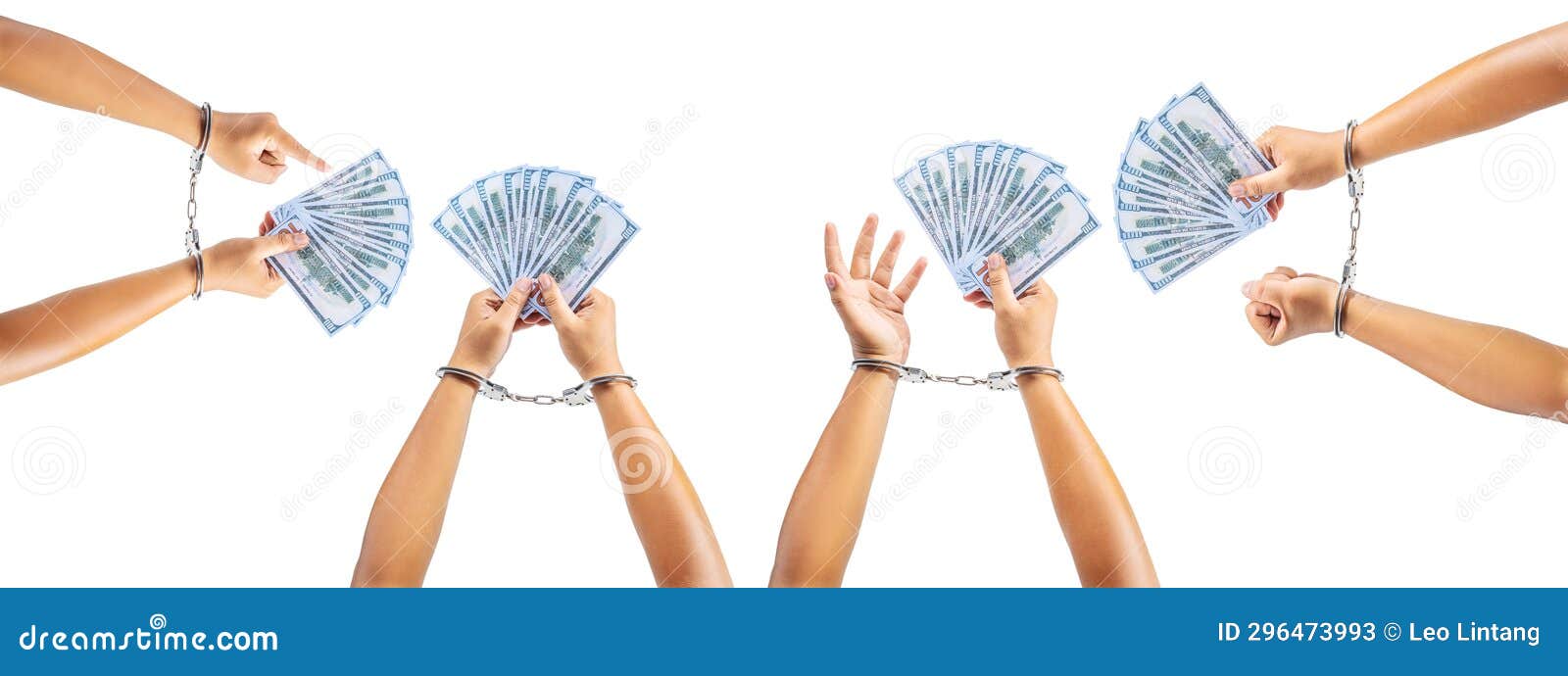 A Human Hand in Handcuff Holding Money Stock Image - Image of person ...