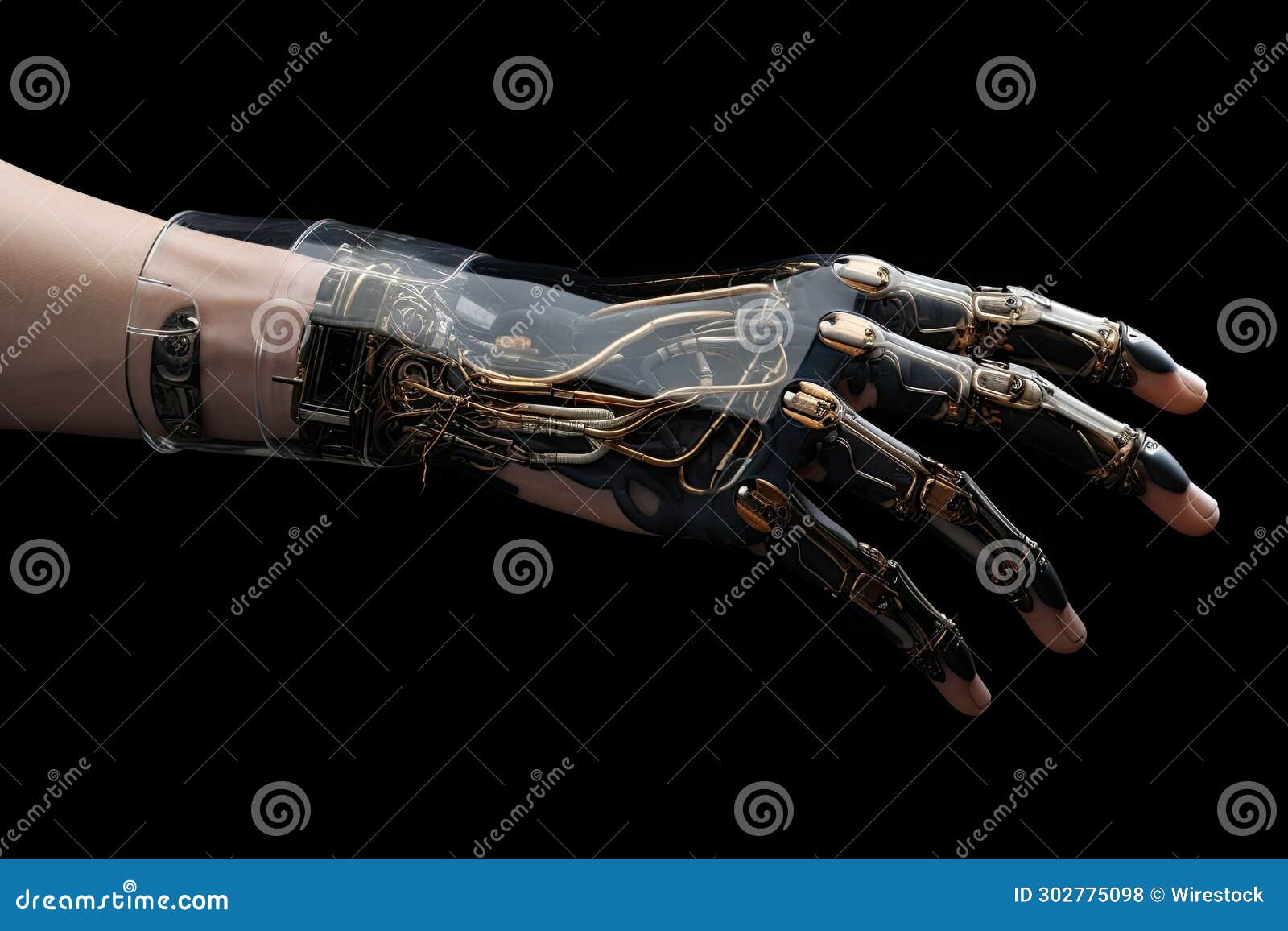 Human Hand with a High-tech Artificial Device, AI-generated. Stock ...