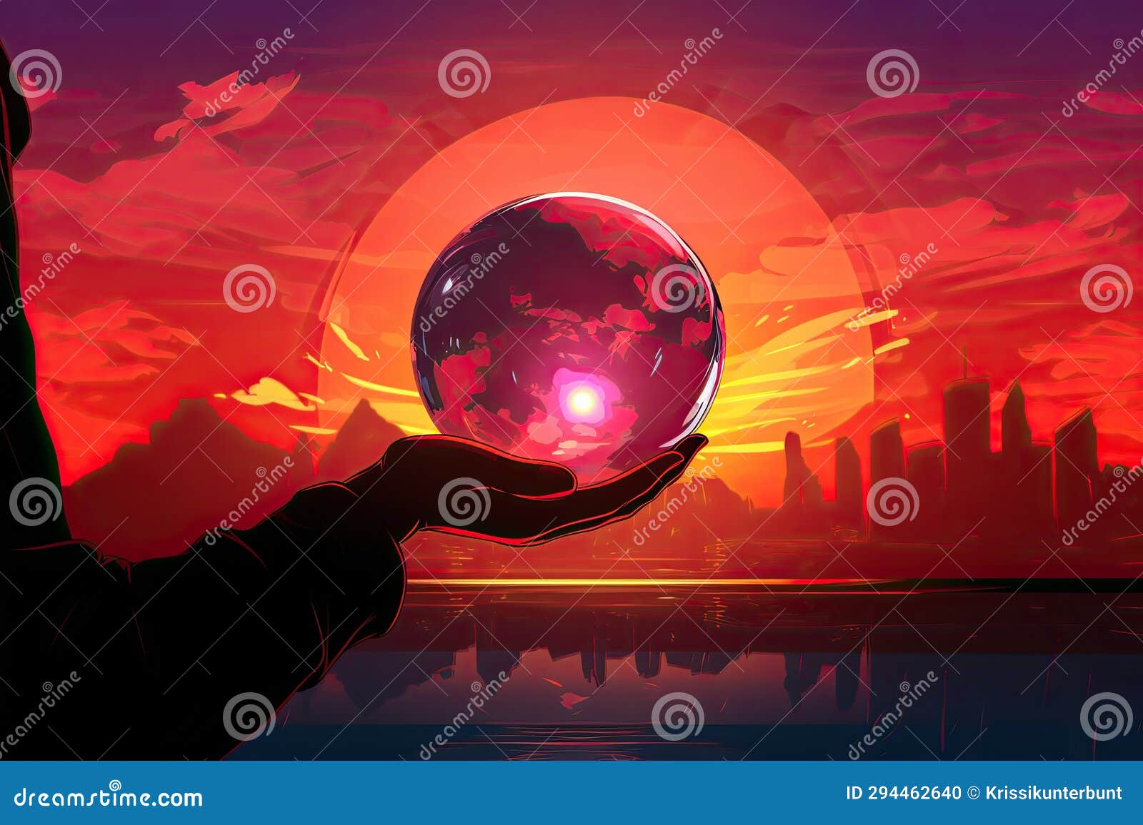 Human Hand Hold a Glass Ball Magic Future AI Generated Stock ...