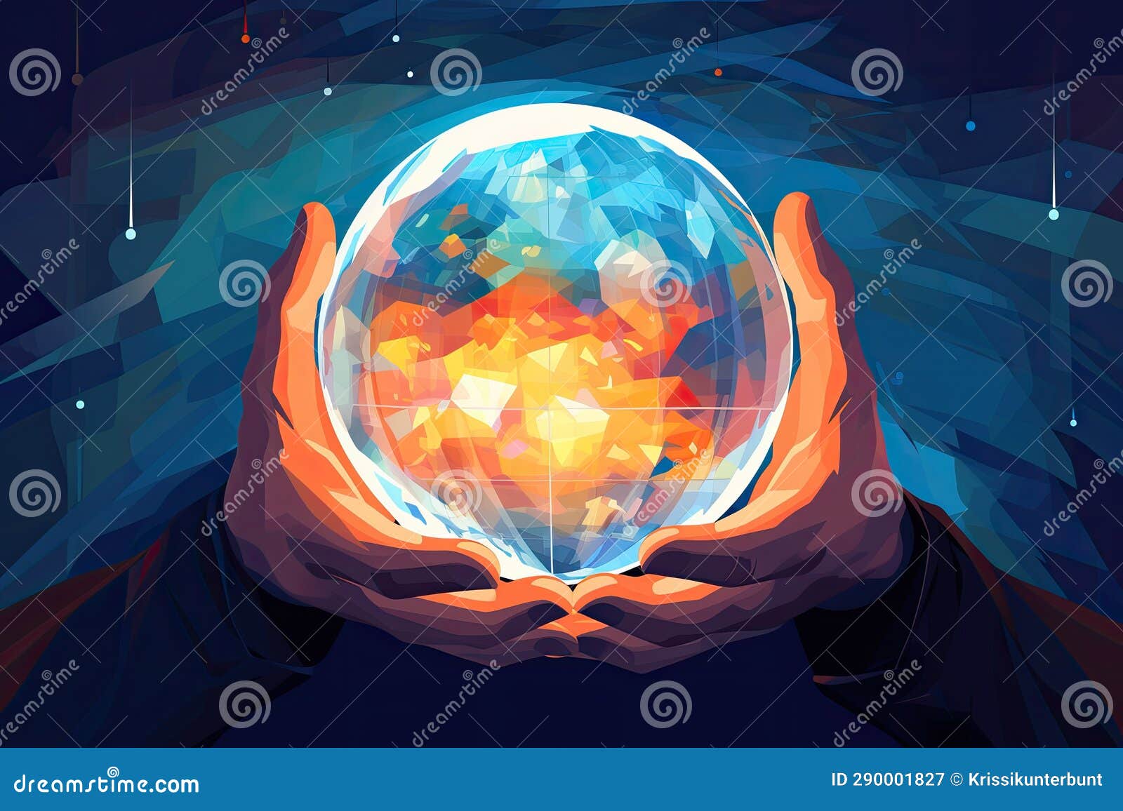 Human Hand Hold a Glass Ball Magic Future Stock Illustration ...