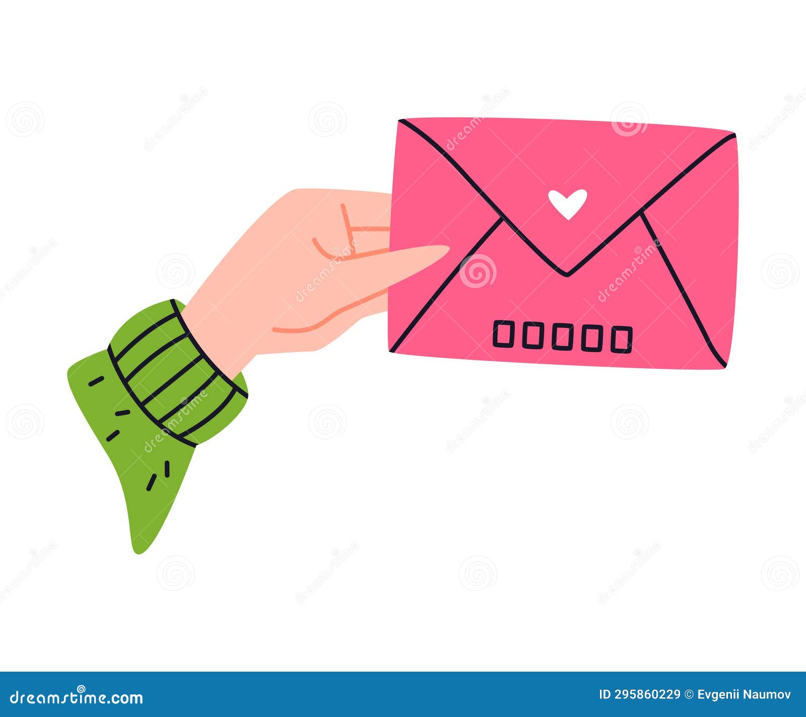 Human Hand Hold Letter in Sealed Envelope Vector Illustration Stock ...