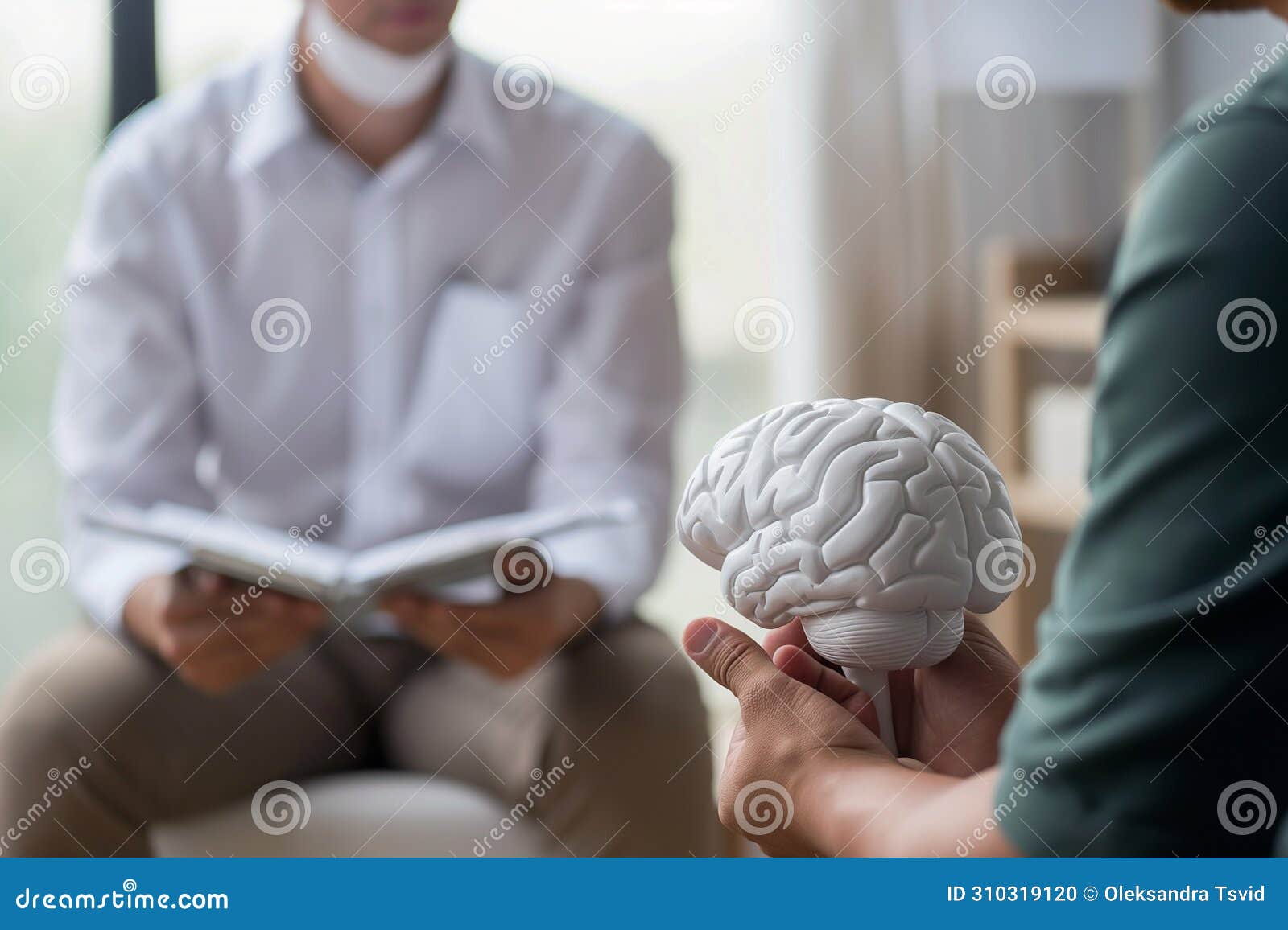 Human Hand Holding Brain Symbiol, Study of Brain Activity Stock ...