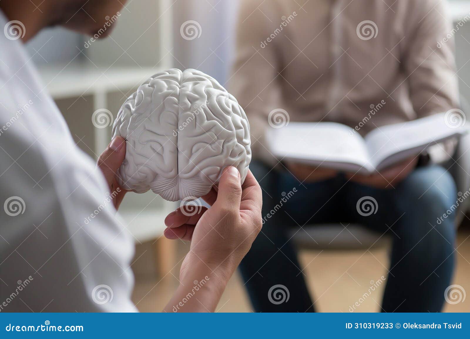 Human Hand Holding Brain Symbiol, Study of Brain Activity Stock ...