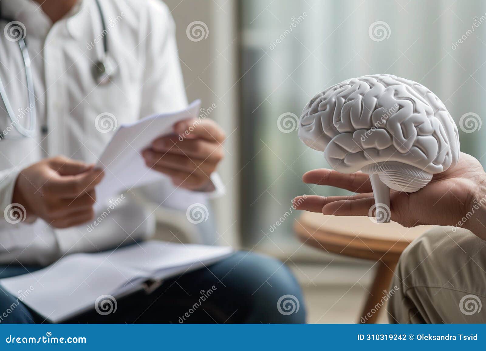Human Hand Holding Brain Symbiol, Study of Brain Activity Stock ...
