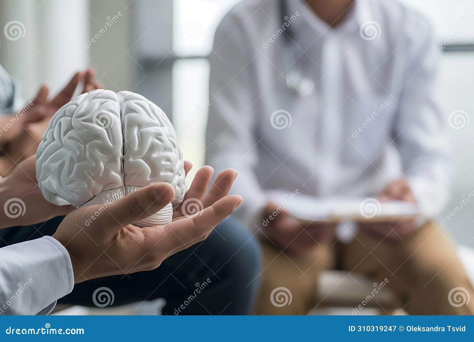 Human Hand Holding Brain Symbiol, Study of Brain Activity Stock ...