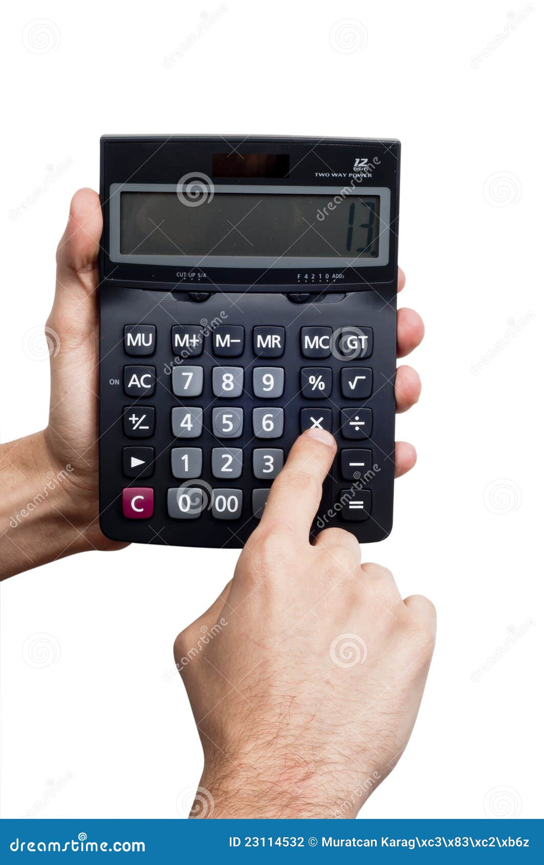 Human Hand Holding Calculator Stock Photo - Image of high, horizontal ...