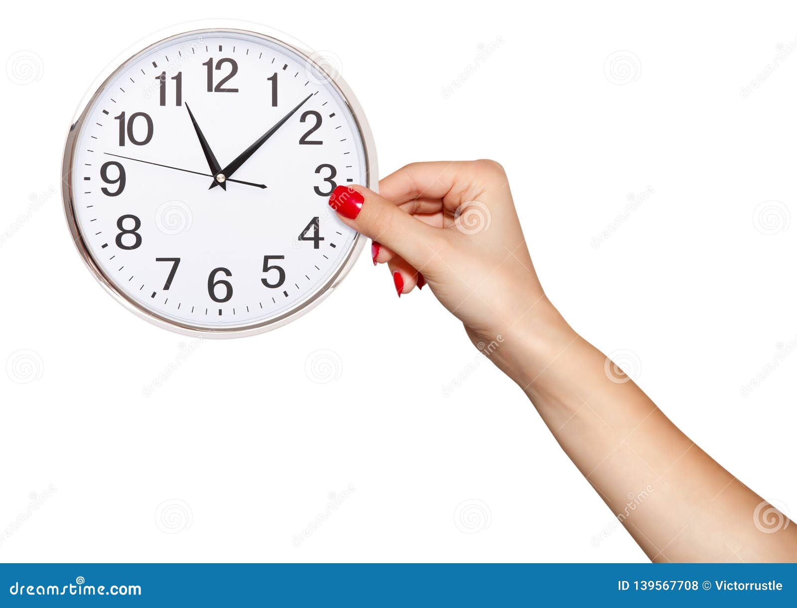 Human Hand Holding Clock Time Isolated on White Stock Photo - Image of ...
