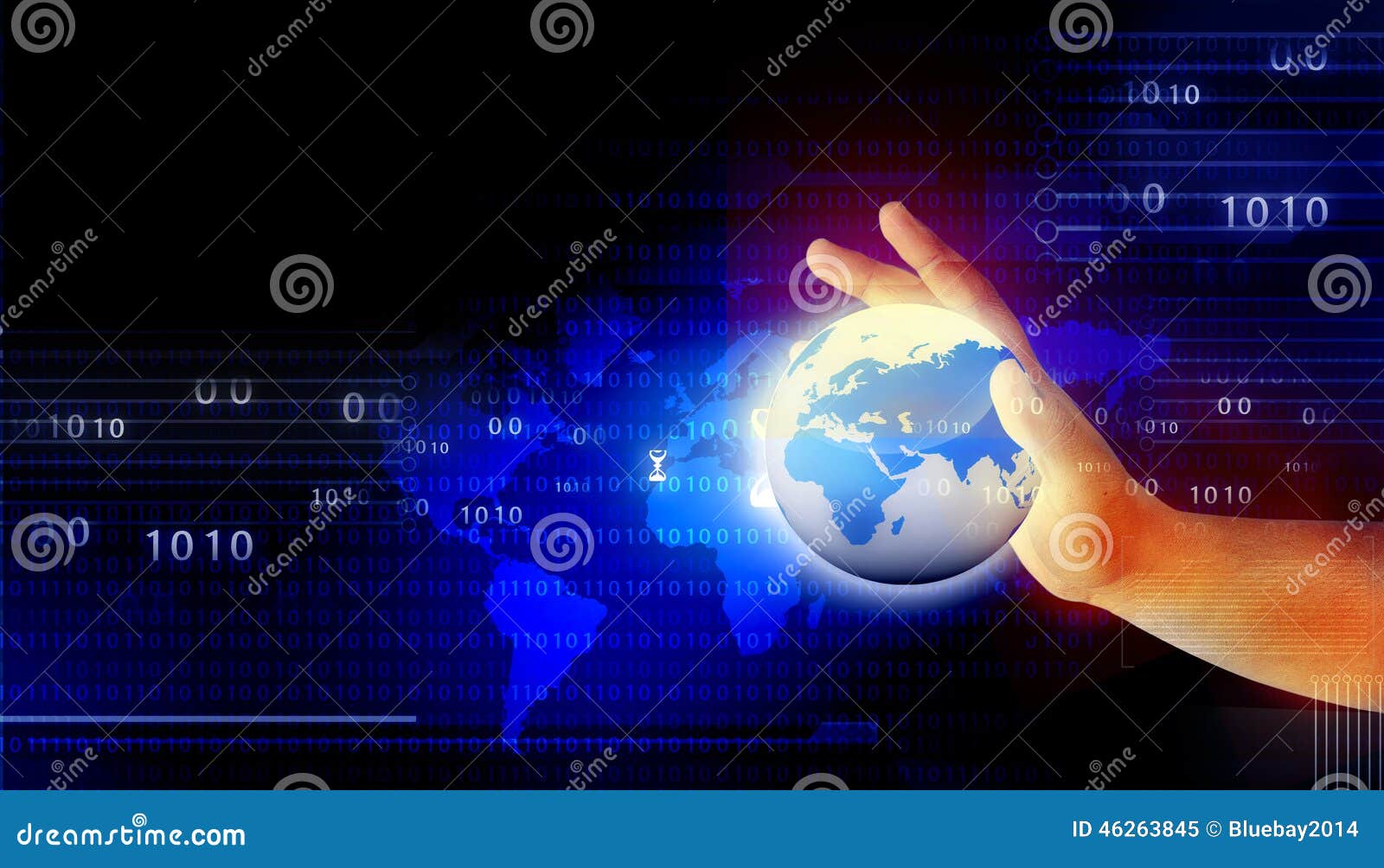 Human Hand Holding the Digital World Stock Illustration - Illustration ...