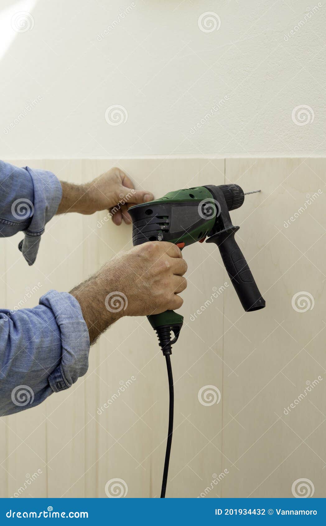Human Hand Holding Drill Machine Stock Photo - Image of labor, drywall ...