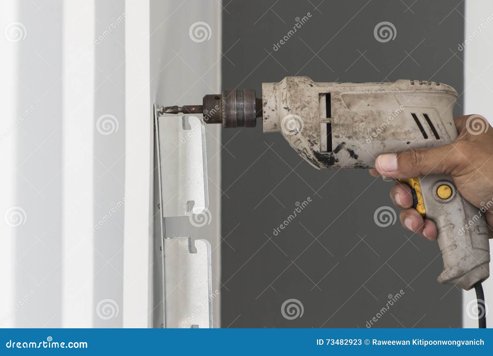 Human Hand Holding Drilling Machine Stock Image - Image of contractor ...