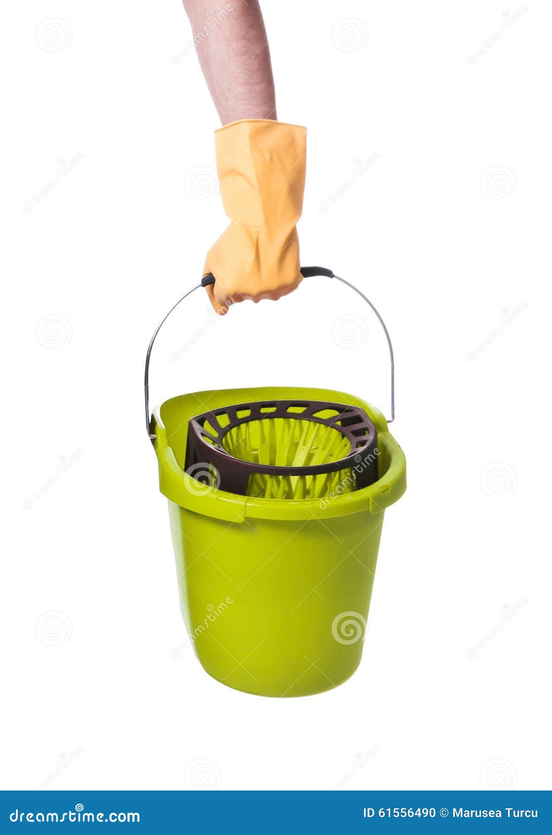 Human Hand Holding Empty Plastic Bucket Stock Photo - Image of chores ...