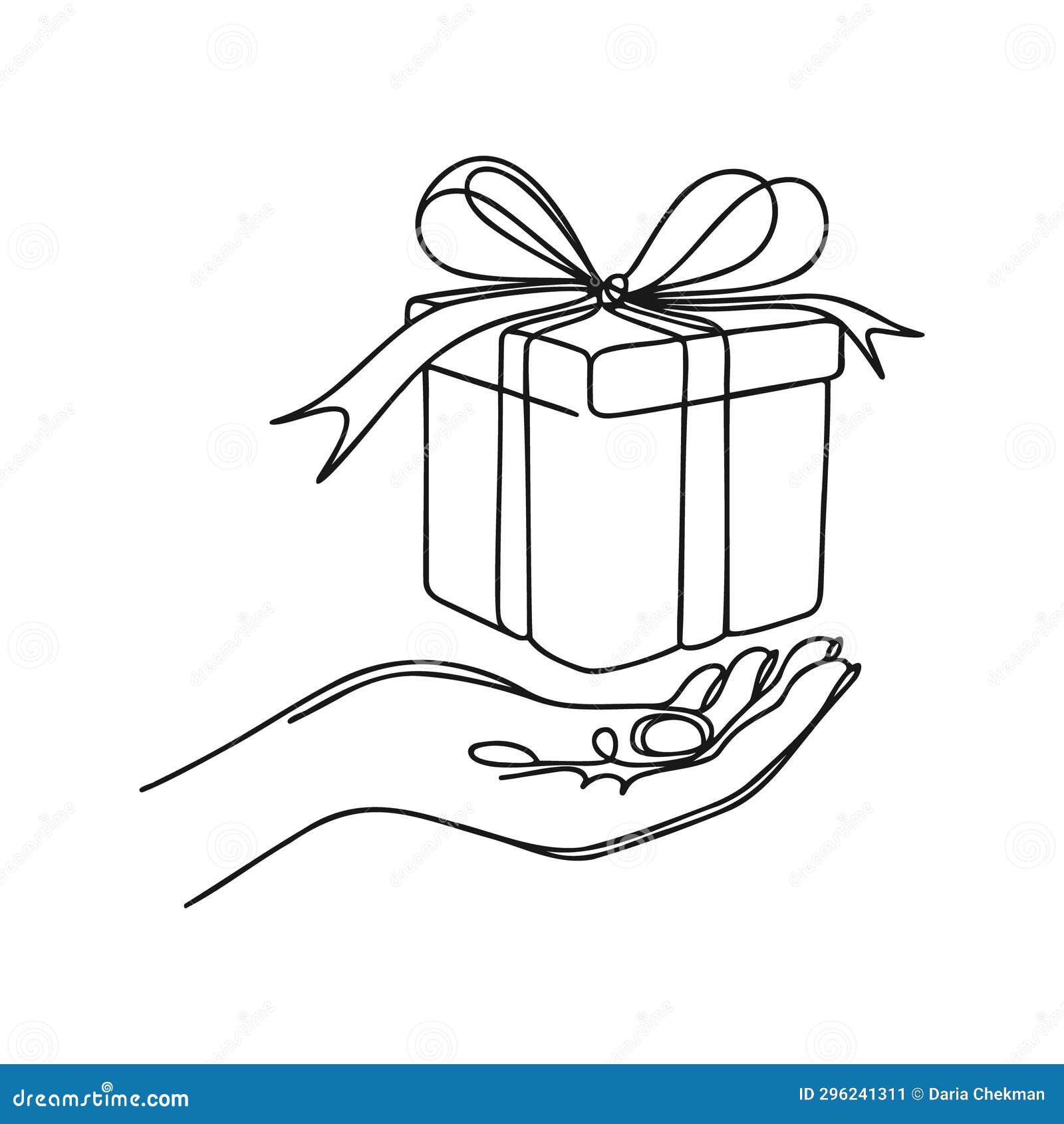 Human Hand Holding Gift Box in Continuous Line Isolated Stock Vector ...