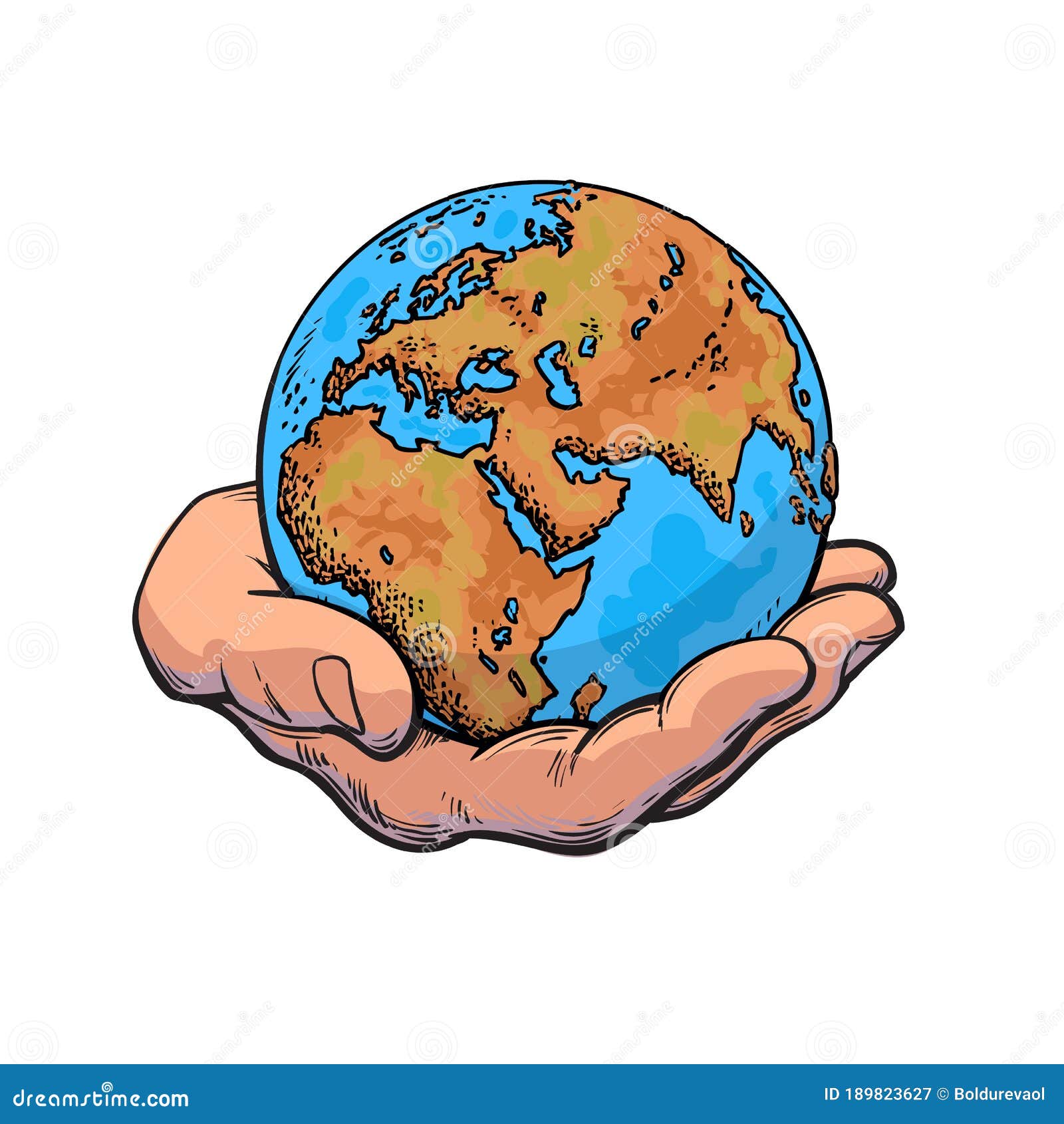 Human Hand Holding Globe Earth In Mans Palm Save Planet Idea Travel