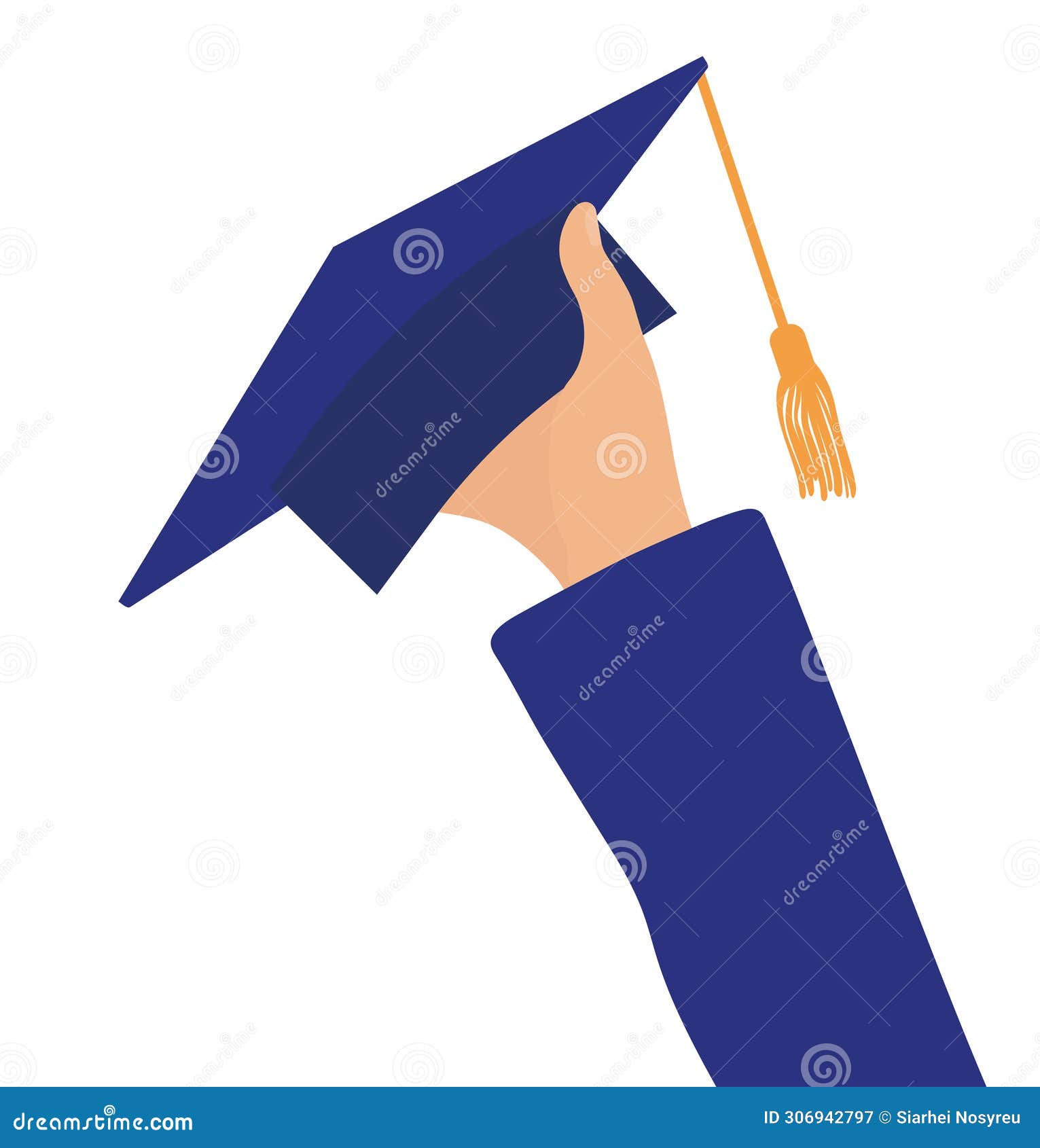Human Hand Holding Graduation Cap. Vector Illustration Stock Vector ...