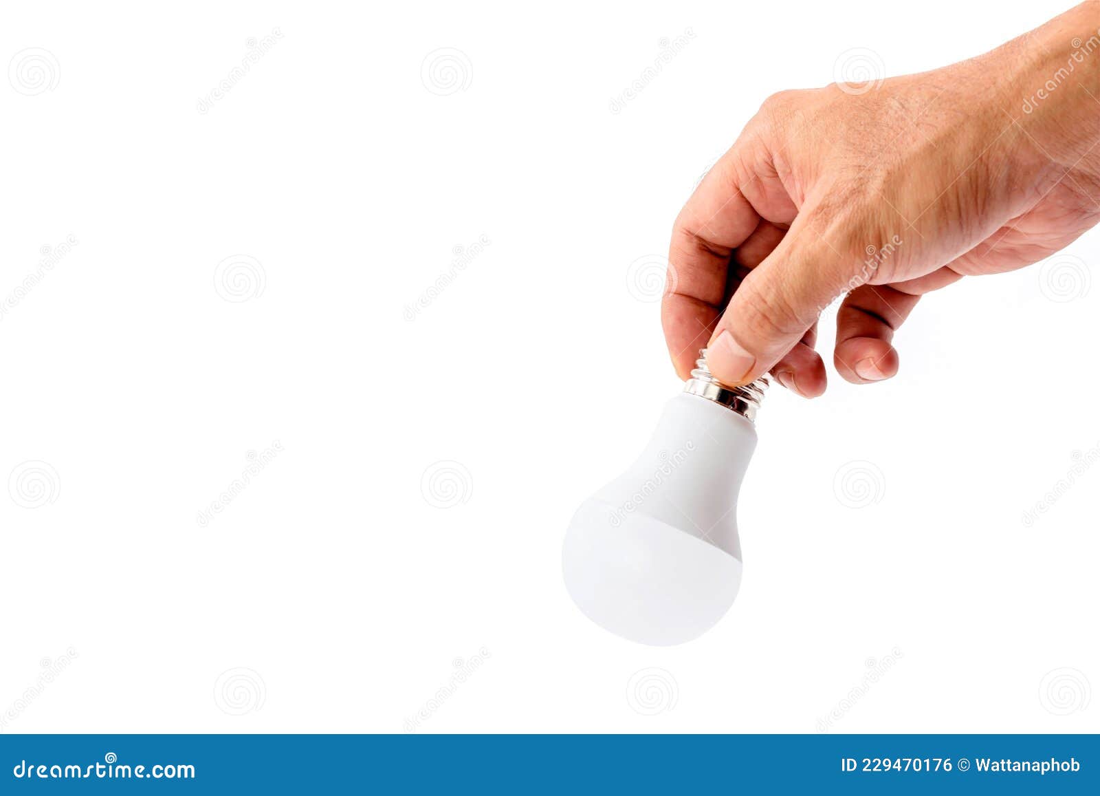 Human Hand Holding LED Light Bulb on White Background Stock Photo ...
