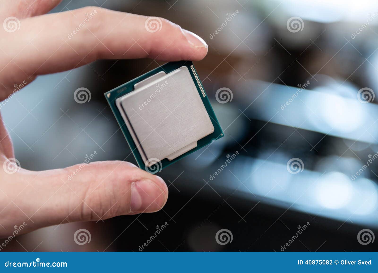 Human Hand Holding Modern Processor Stock Photo - Image of technology ...
