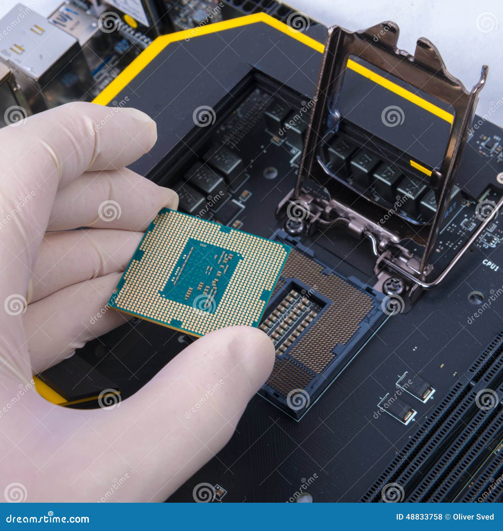 Human Hand Holding Modern Processor Stock Photo - Image of hardware ...