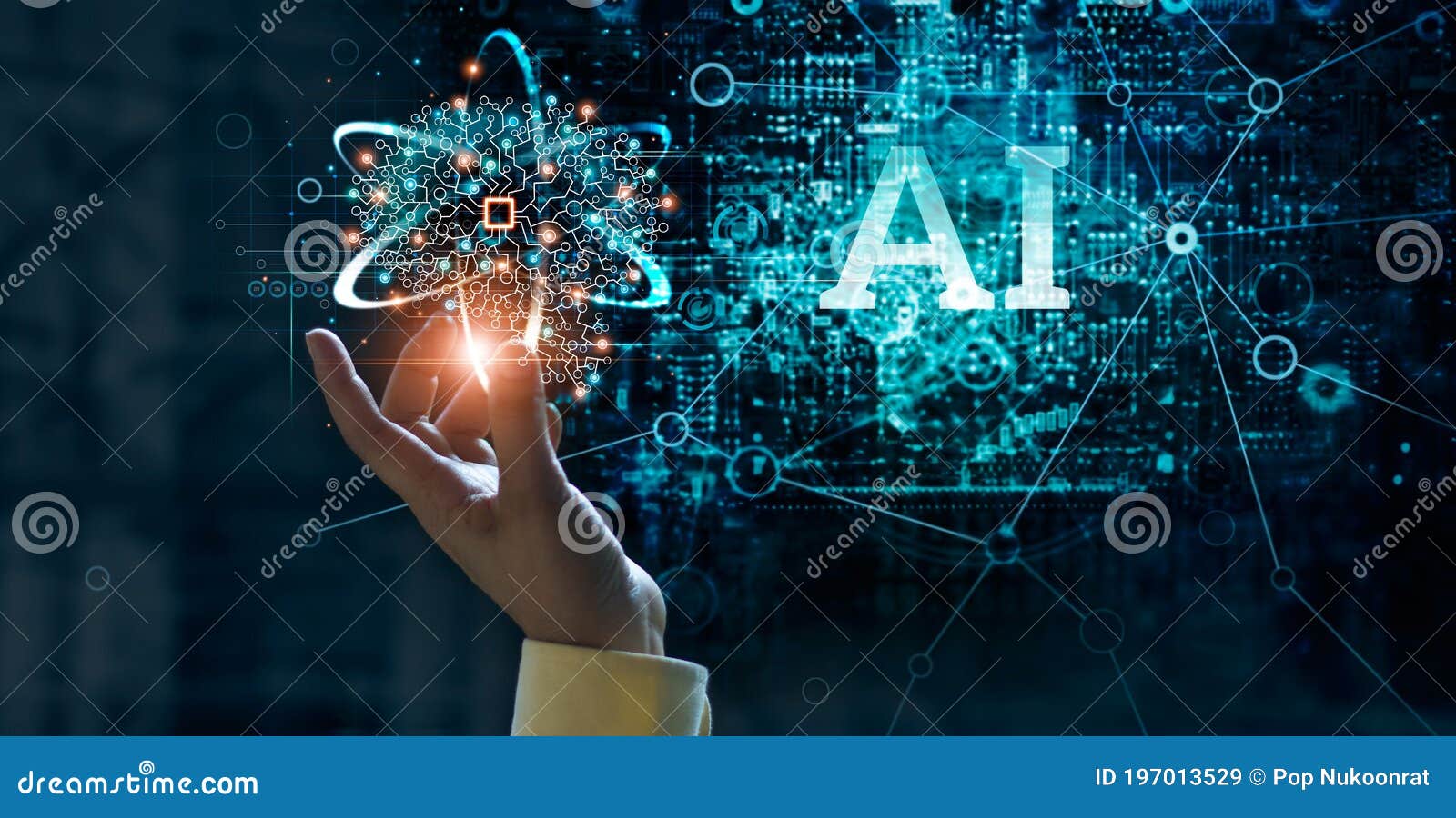 Human Hand Holding a Neural Network Brain of AI on Learning Analysis ...